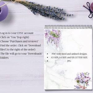 Purple Flower Printable Stationery-floral Writing Paper-letter Paper A4 ...