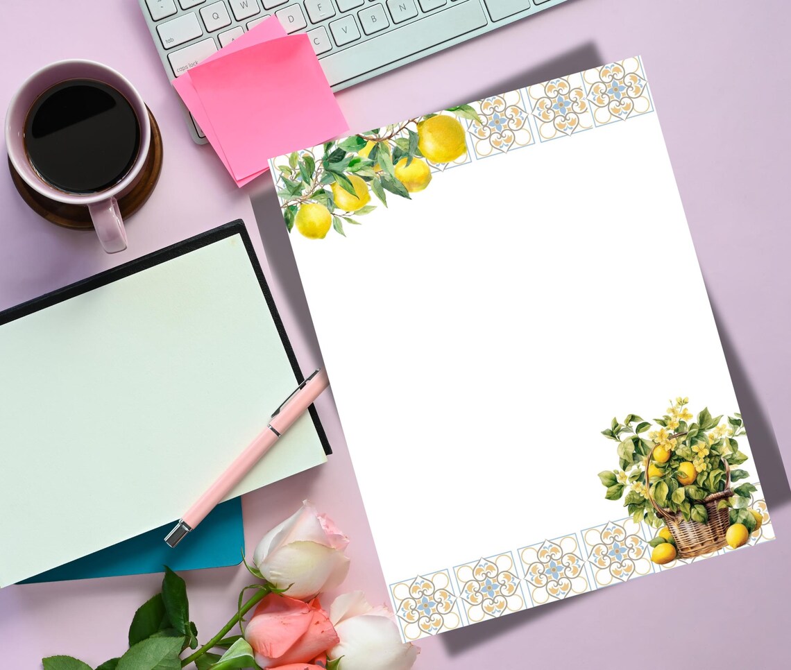 Lemon Printable Stationery-fruit Printable Writing Paper Set Lined ...