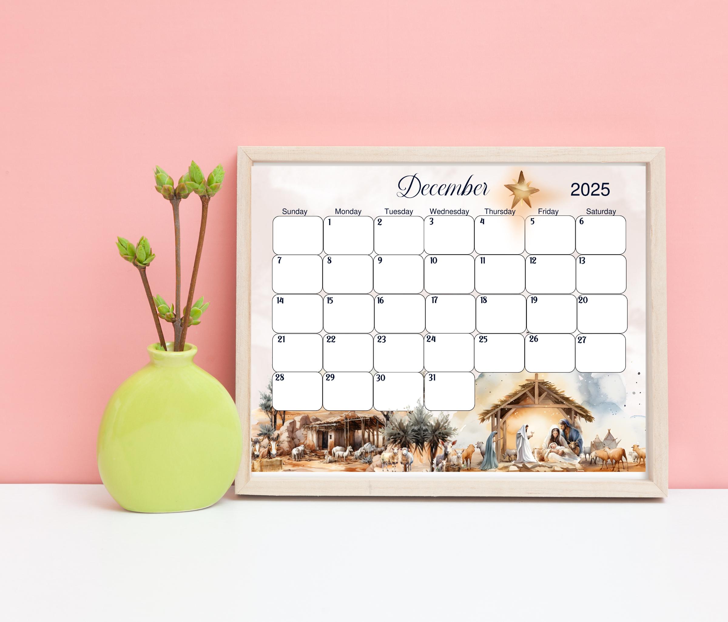 Nativity Religious Fillable Monthly Planner-christian Christmas ...