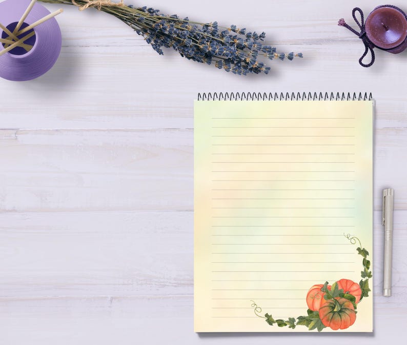 Pumpkin Printable Stationery-fall Pumpkins Writing Paper Set Lined ...