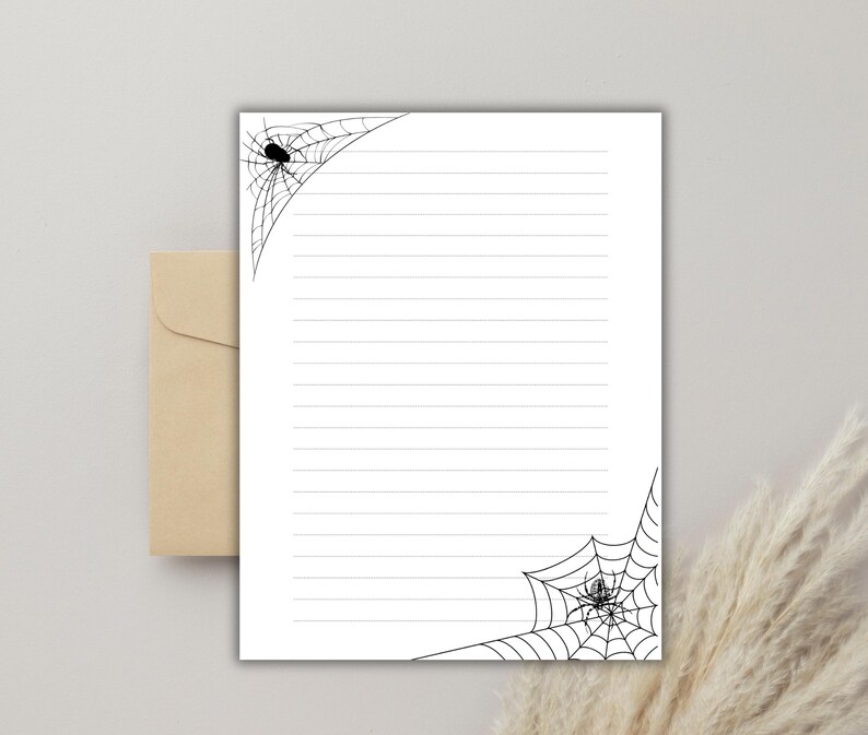 Spider Printable Stationary-halloween Printable Stationery-spider Web ...
