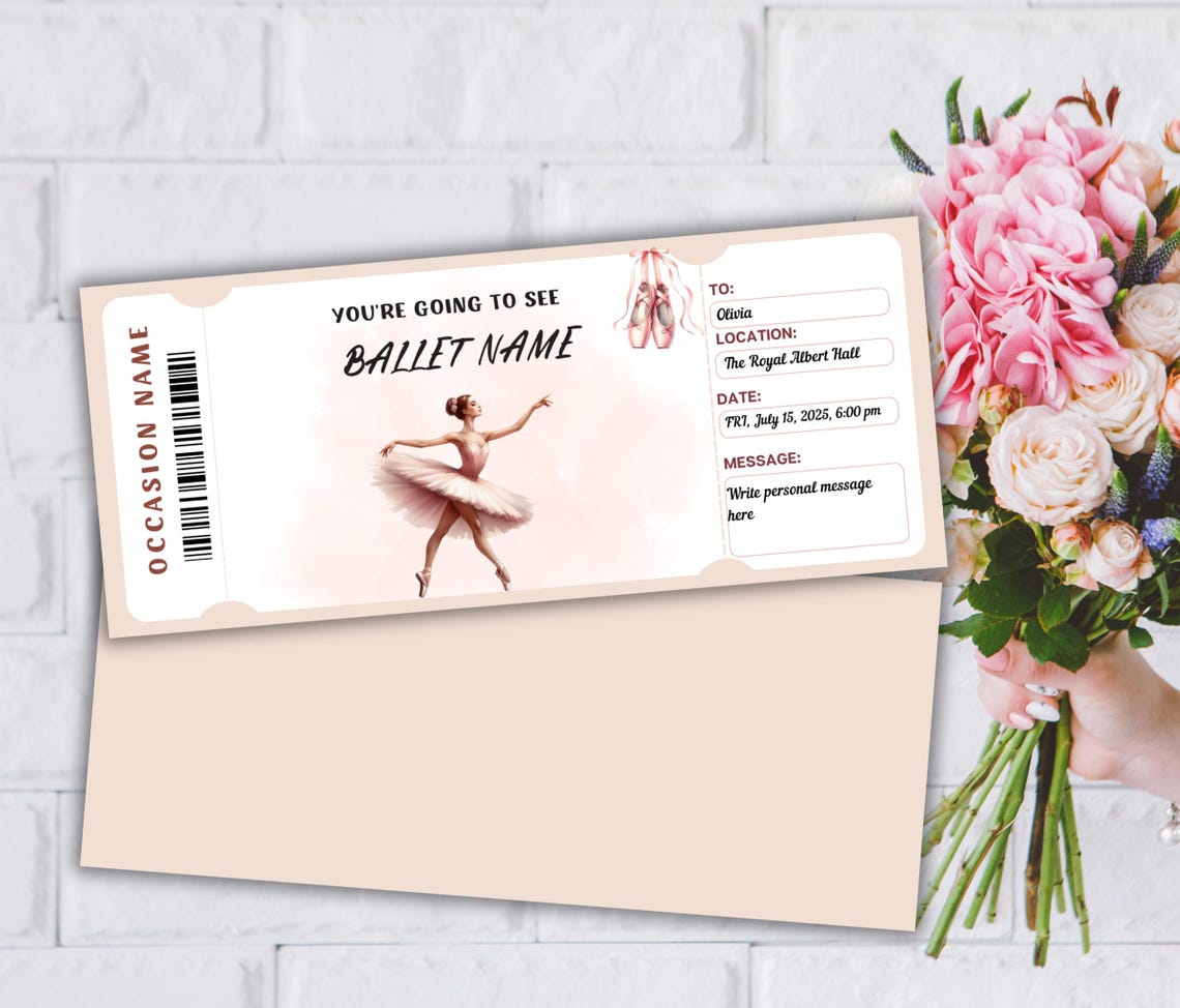 Personalized Ballet Surprise Ticket-ballet Ticket Editable Template ...
