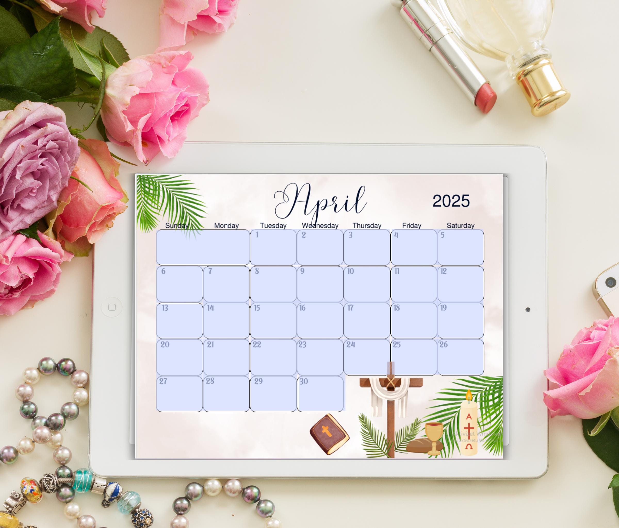 Christian Easter Editable Calnendar-april 2025 Fillable Monthly Planner ...