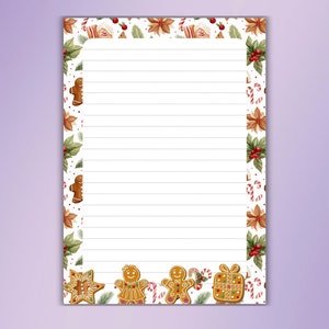 Christmas Gingerbread Printable Stationery-christmas Stationary Holiday ...