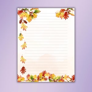 Autumn Printable Stationery,fall Leaves Digital Letter,stationary ...