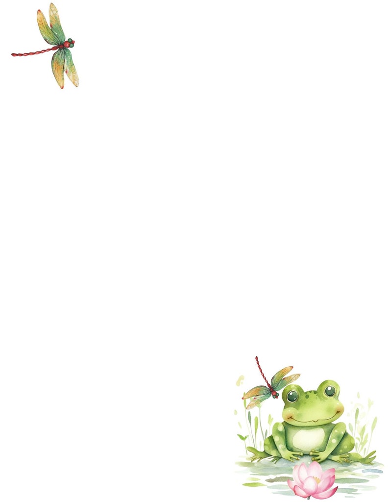 Frog Printable Stationery-frog Stationary Set-cute Animal Digital ...