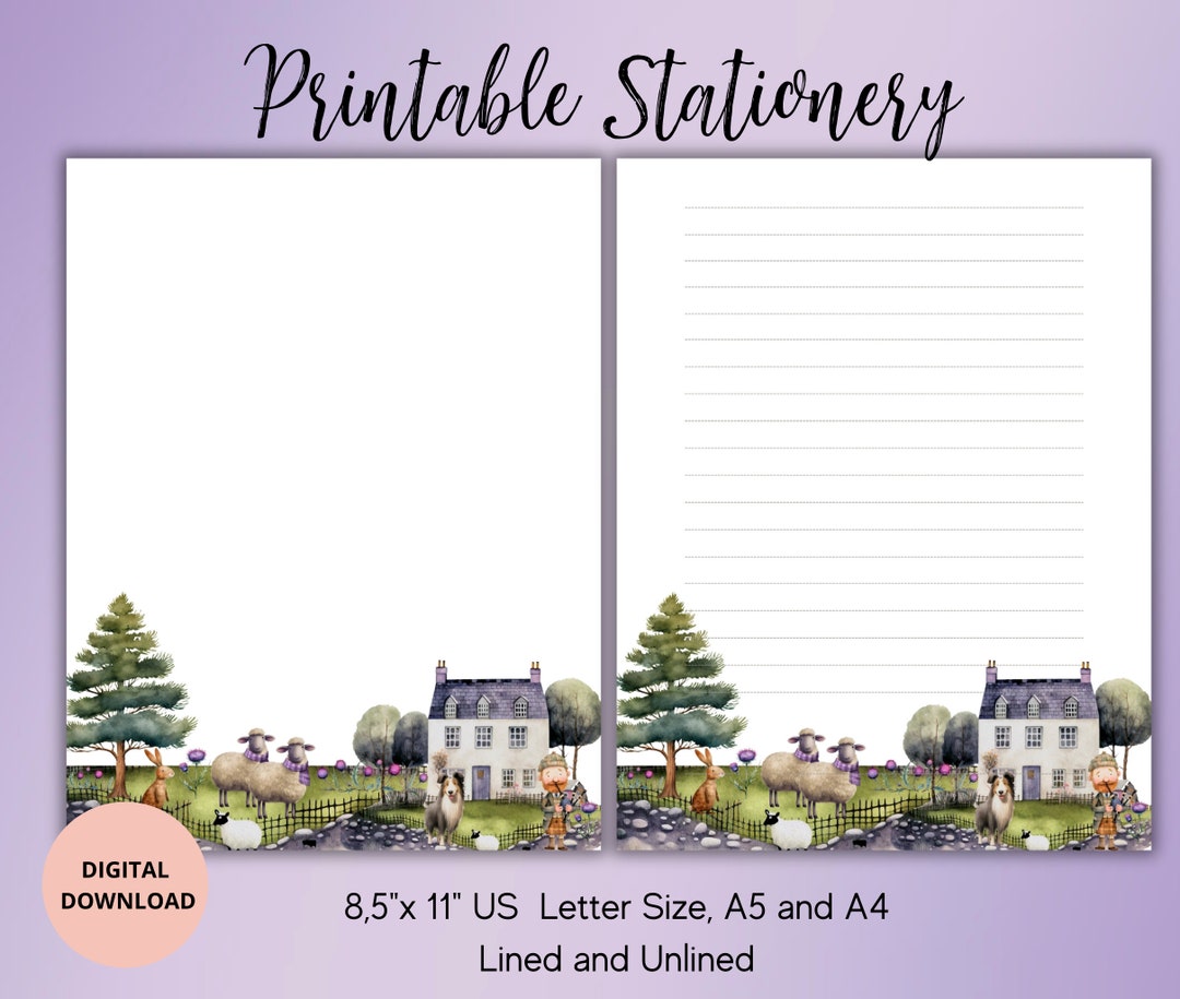 Scotland Printable Stationery-scottish Writing Paper Set Unlined Lined ...