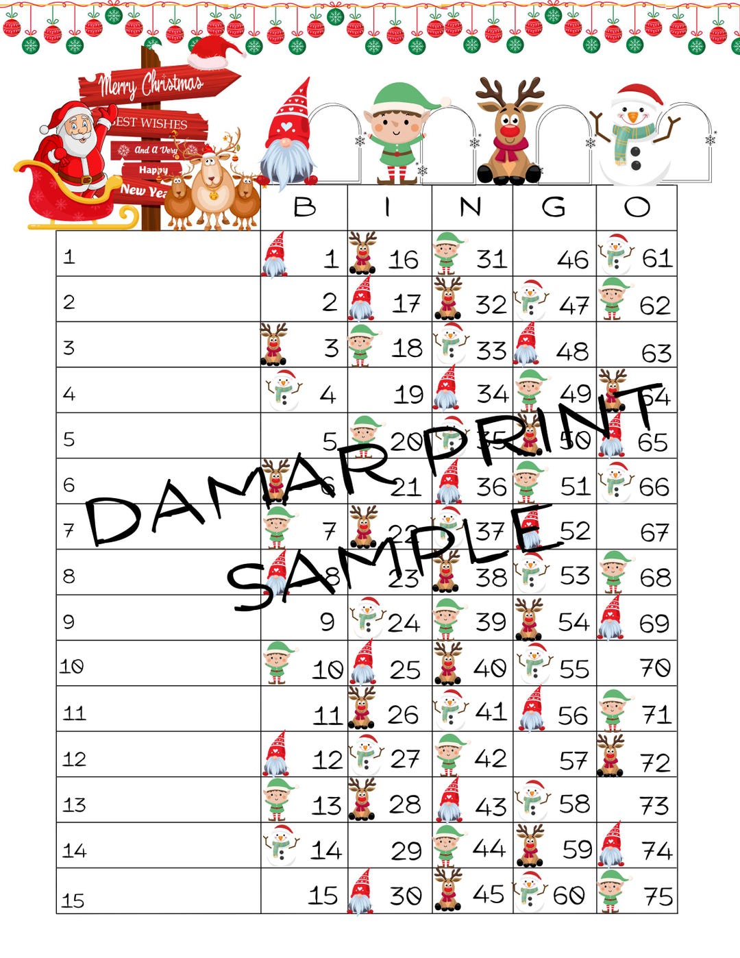 Christmas Bingo Boards - Instant Download -15 Lines -winter Printable ...