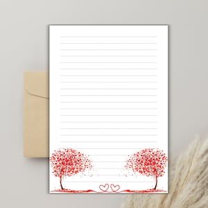 Love Tree Hearts Printable Stationery-hearts Writing Paper A4/A5/US ...
