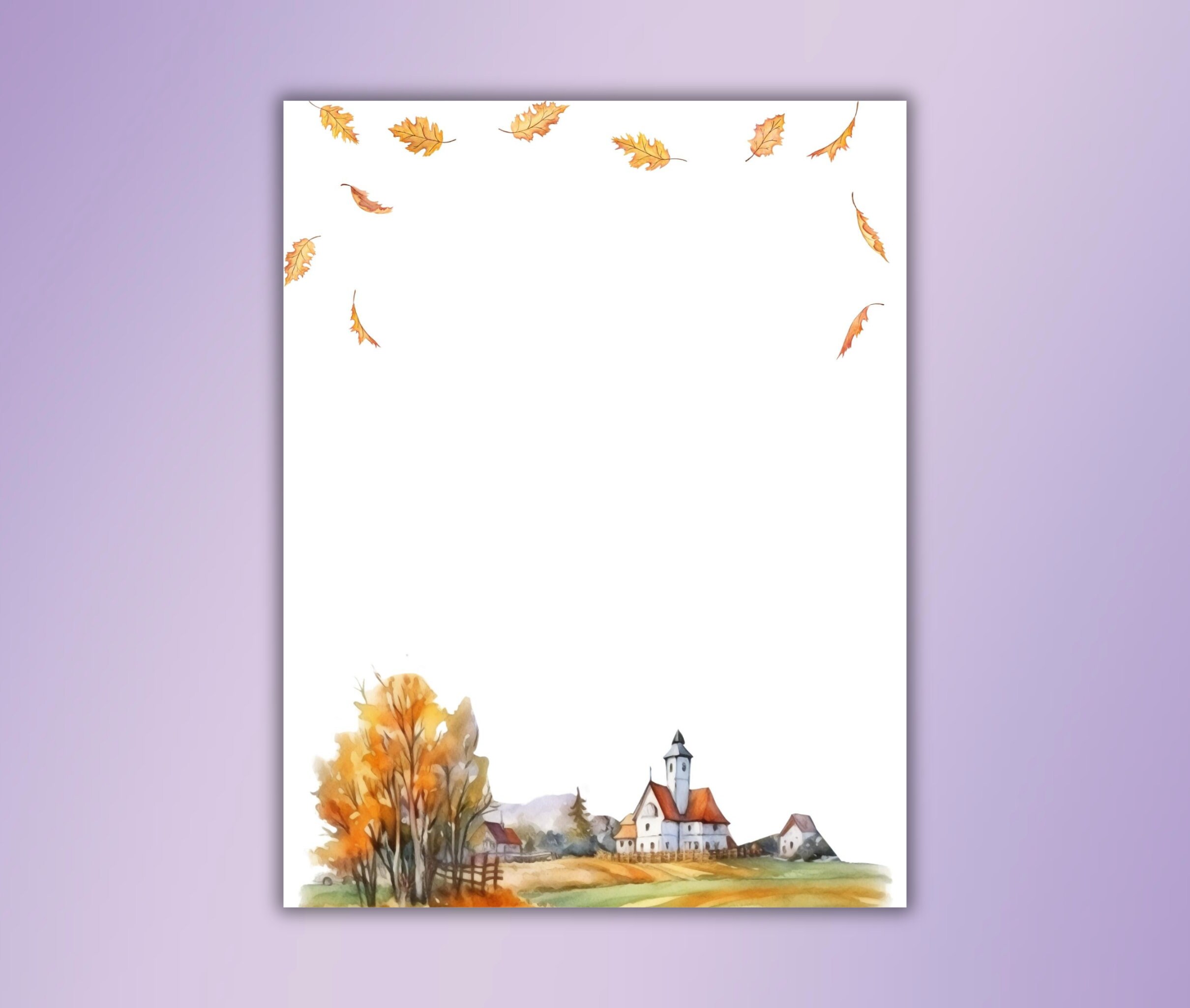 Autumn Printable Stationery,fall Leaves Digital Letter,stationary ...