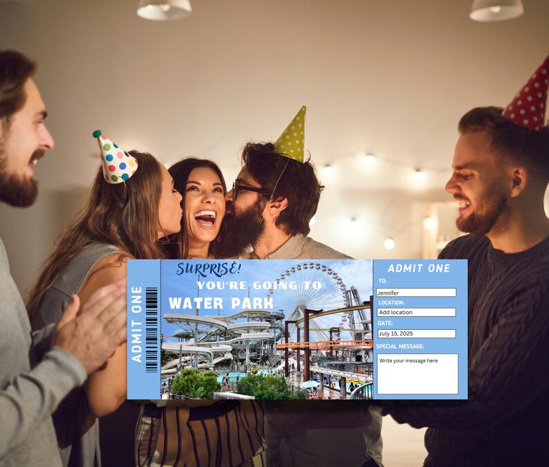 Editable Water Park Surprise Ticket-water Park Gift Certificate ...