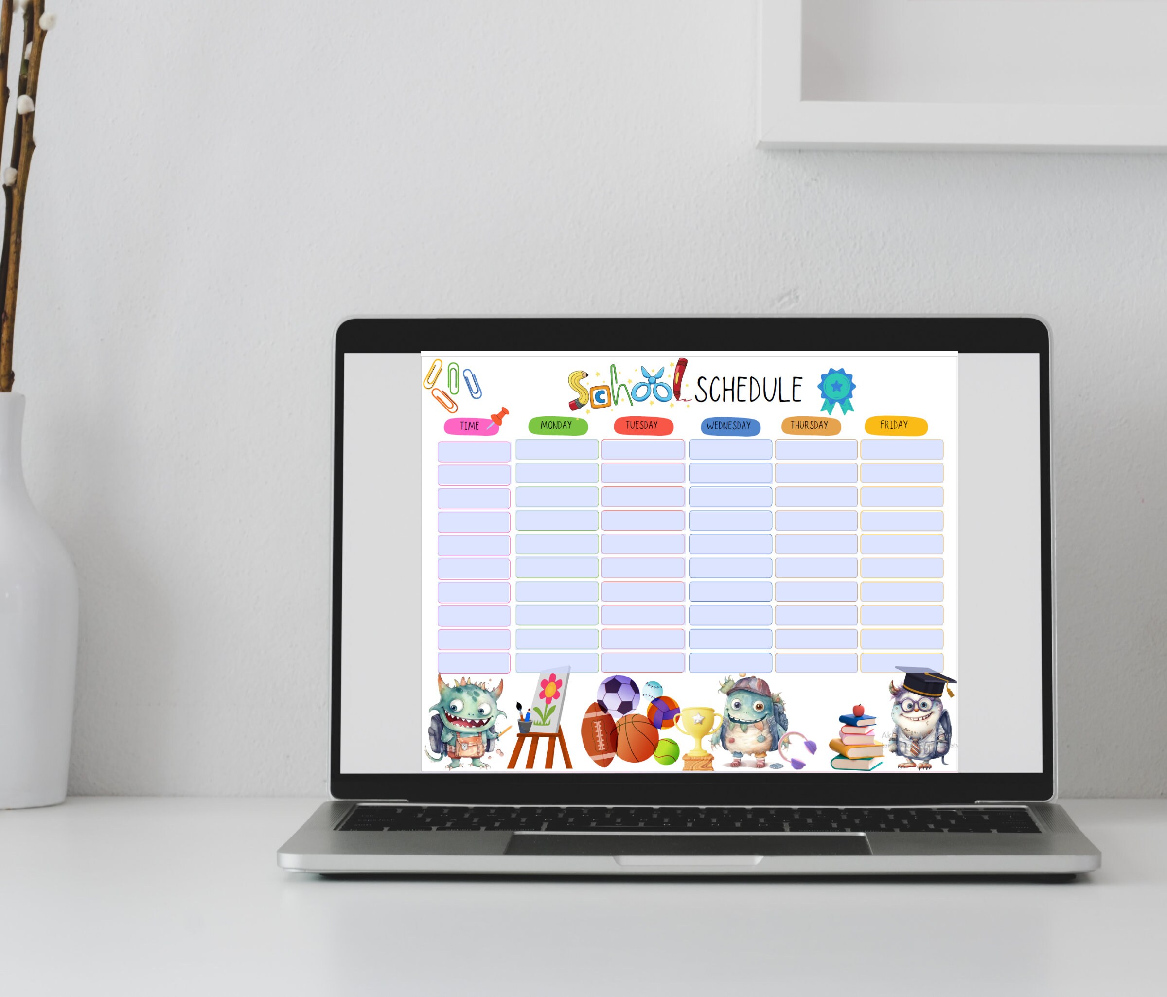 Editable Printable School Schedule for Kids-school Supplies Theme-kids ...
