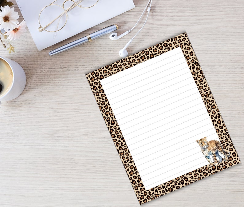 Leopard Printable Stationery Set-animal Print Writing Paper Set Unlined ...