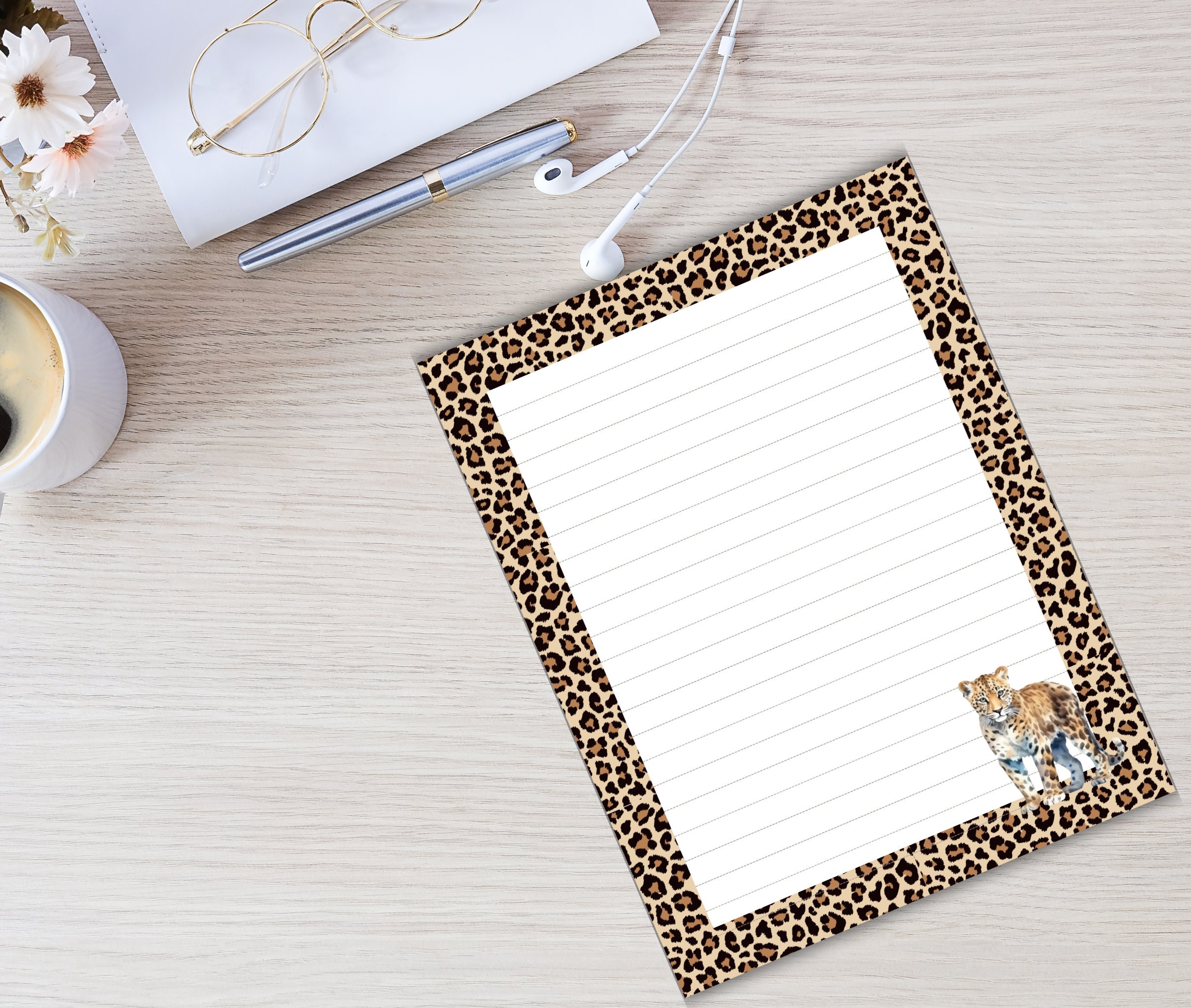 Leopard Printable Stationery Set-animal Print Writing Paper Set Unlined ...