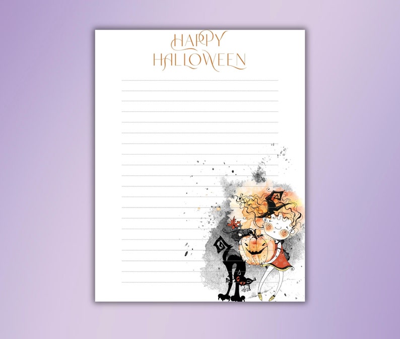 Happy Halloween Printable Stationery, Digital Letter,autumn Printable ...