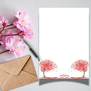Love Tree Hearts Printable Stationery-hearts Writing Paper A4/A5/US ...