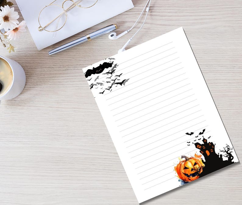 Pumpkin Printable Stationery,halloween Stationary,printable Writing ...