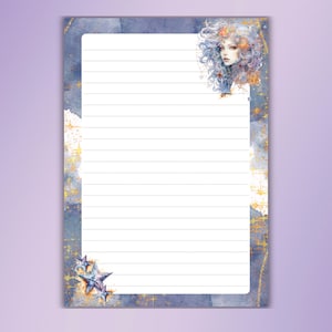 Space Watercolor Printable Stationery-space Fairy Girl Galaxy Digital ...