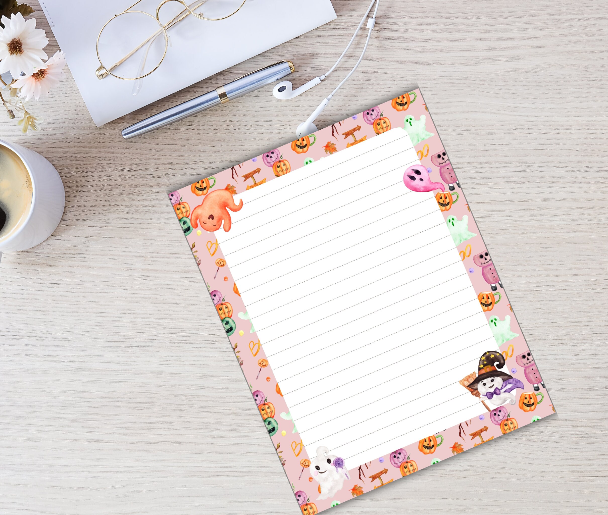 Cute Ghosts and Pumpkin-cute Halloween Notepaper-autumn Printable ...
