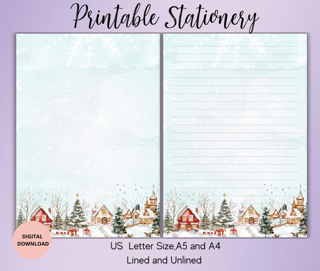 Winter Printable Stationery- Winter Letter Writing Set A5/A4/US LETTER ...