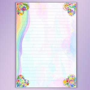 Watercolor Rainbow Hearts Printable Stationery-hearts Printable Writing ...