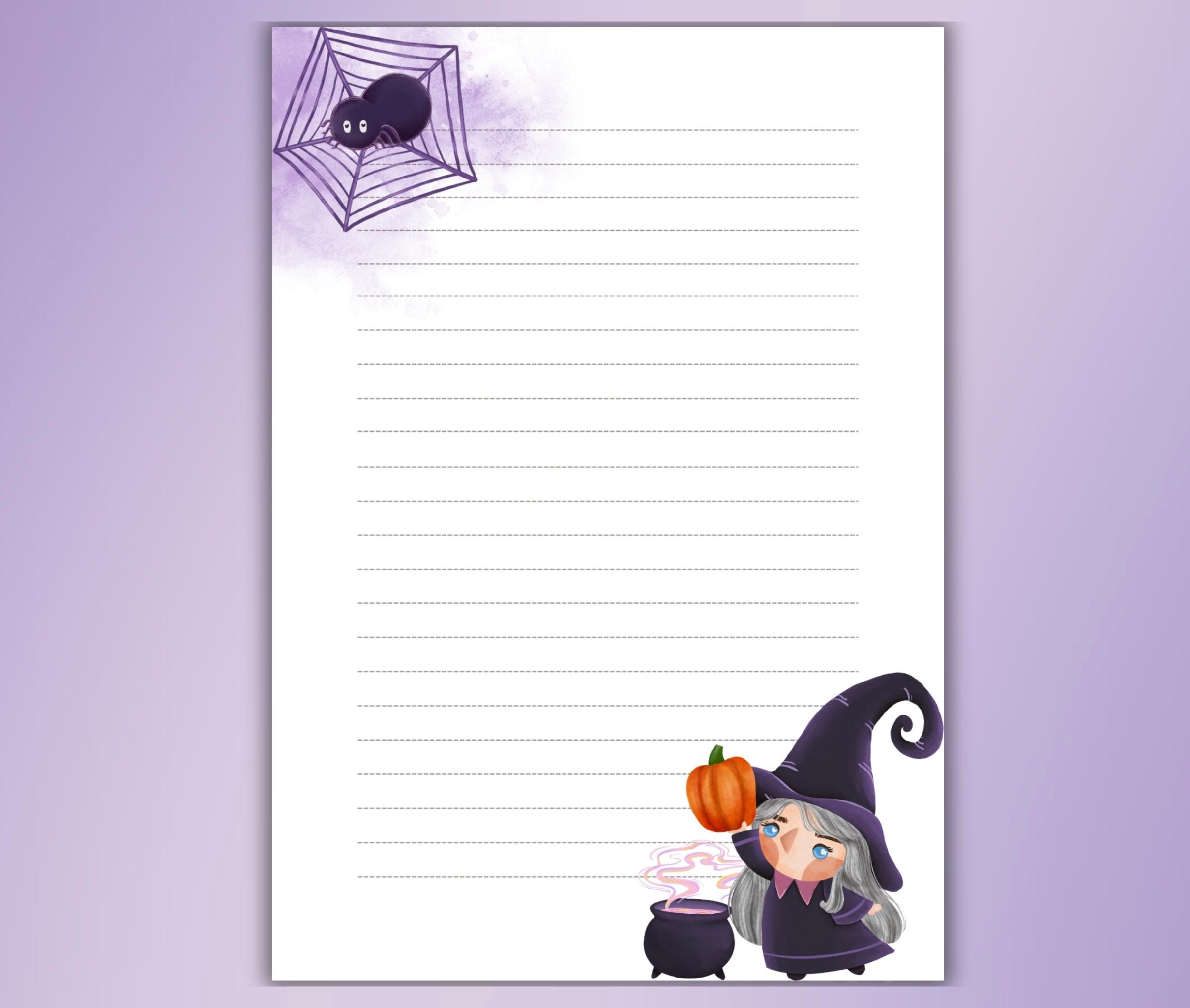 Cute Witch Writing Paper,halloween Pen Pal Supplies,printable ...