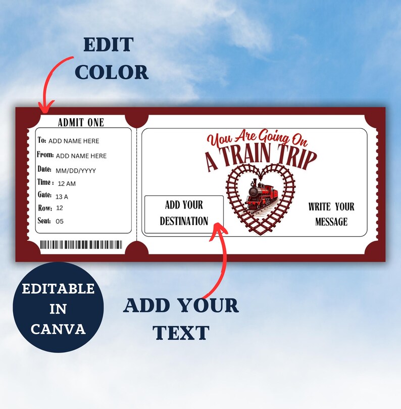 Editable Train Ticket Template-printable Train Ticket Template-travel ...
