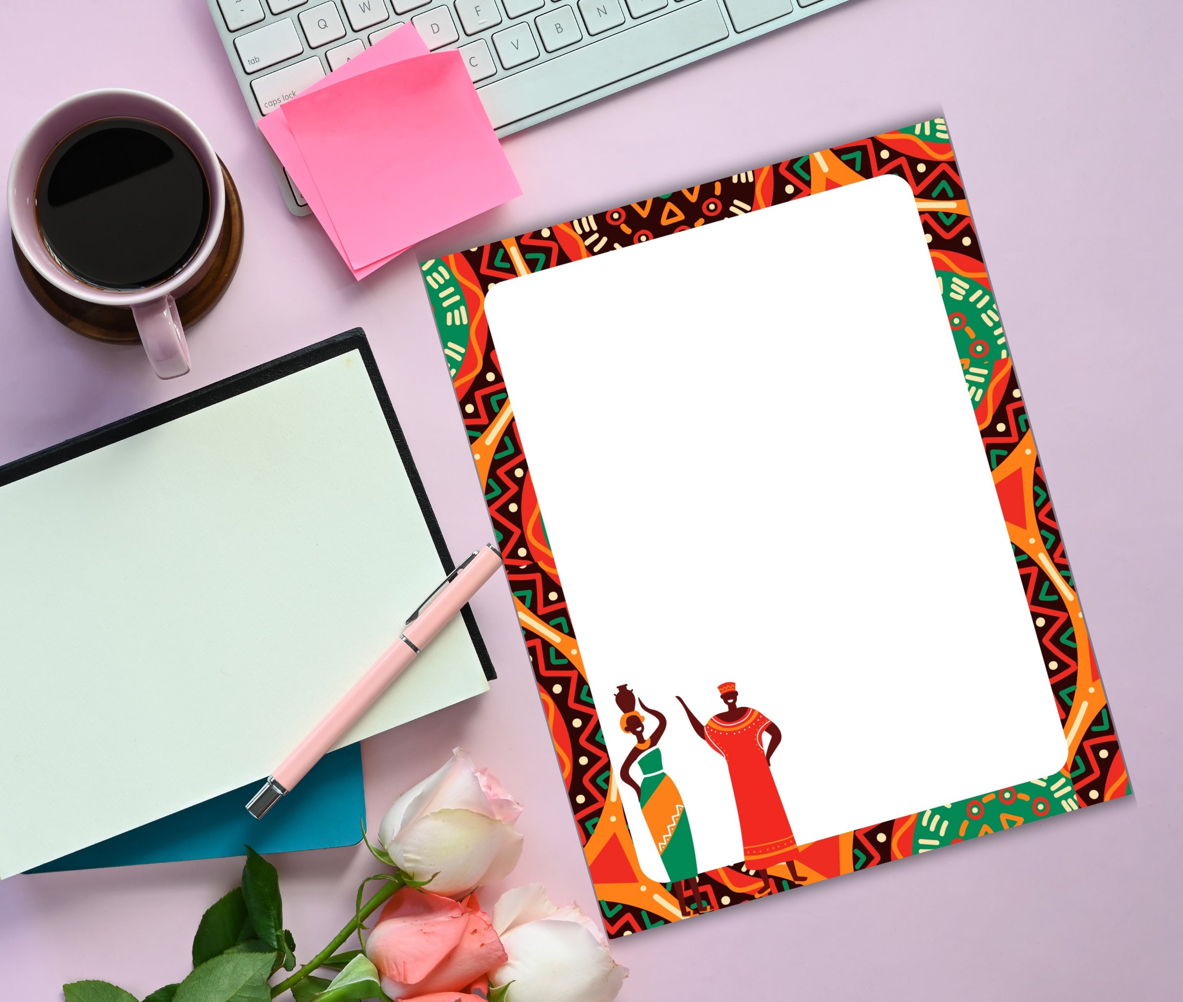 African Motif Printable Stationery-african Style Writing Paper A4/a5 ...