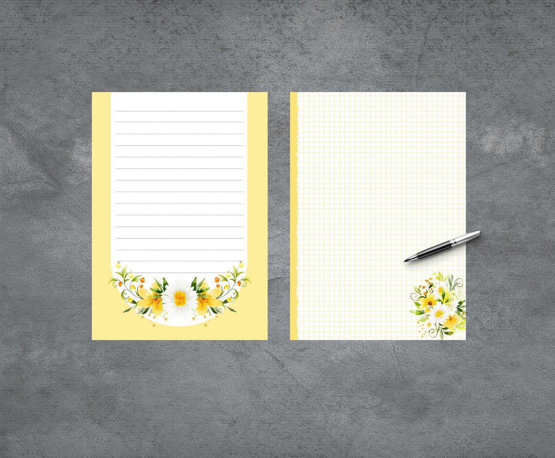 Bee With Flower Printable Stationery-bee Writing Paper Bundle Unlined ...