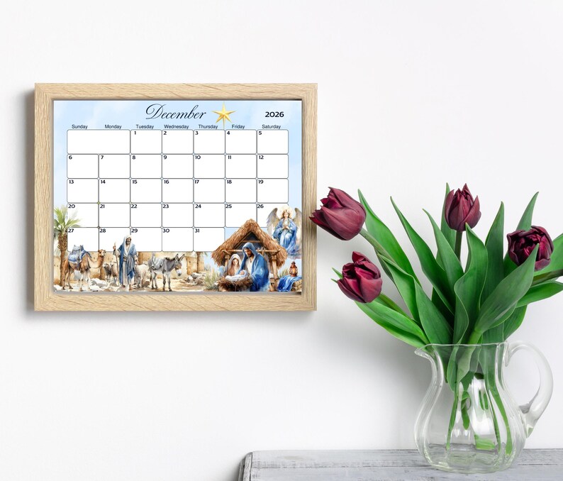 Nativity Religious Fillable Monthly Planner-christian Christmas ...