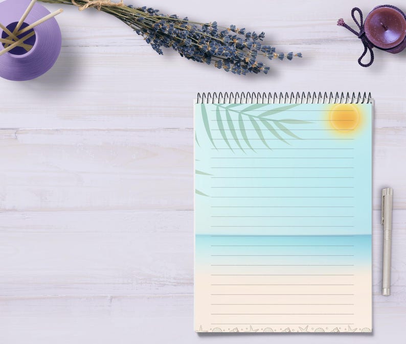 Summer Theme Printable Stationery-beach Writing Paper Set Lined Unlined ...
