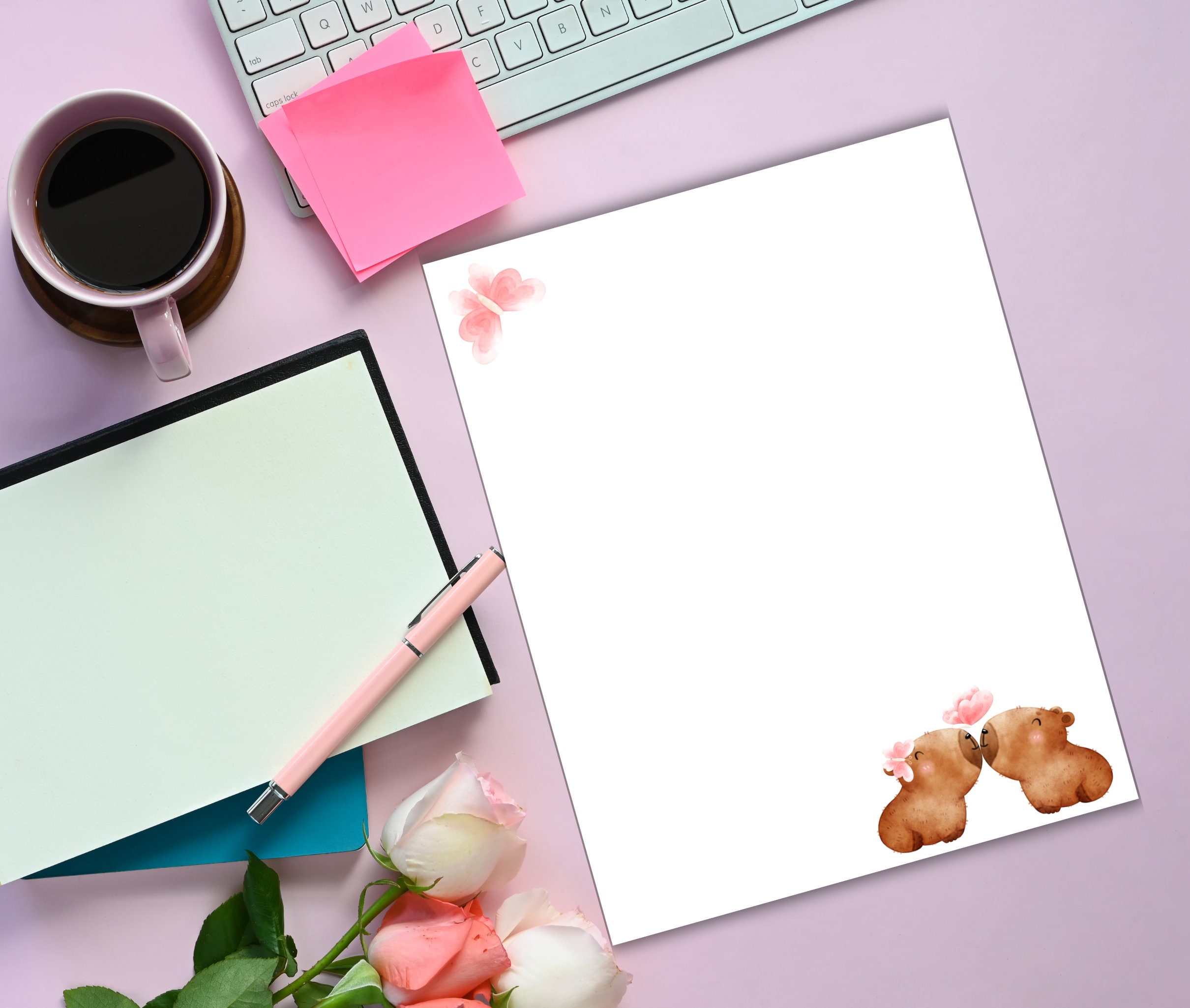 Capybara Printable Writing Paper Set A4/A5/US Letter Lined Unlined ...