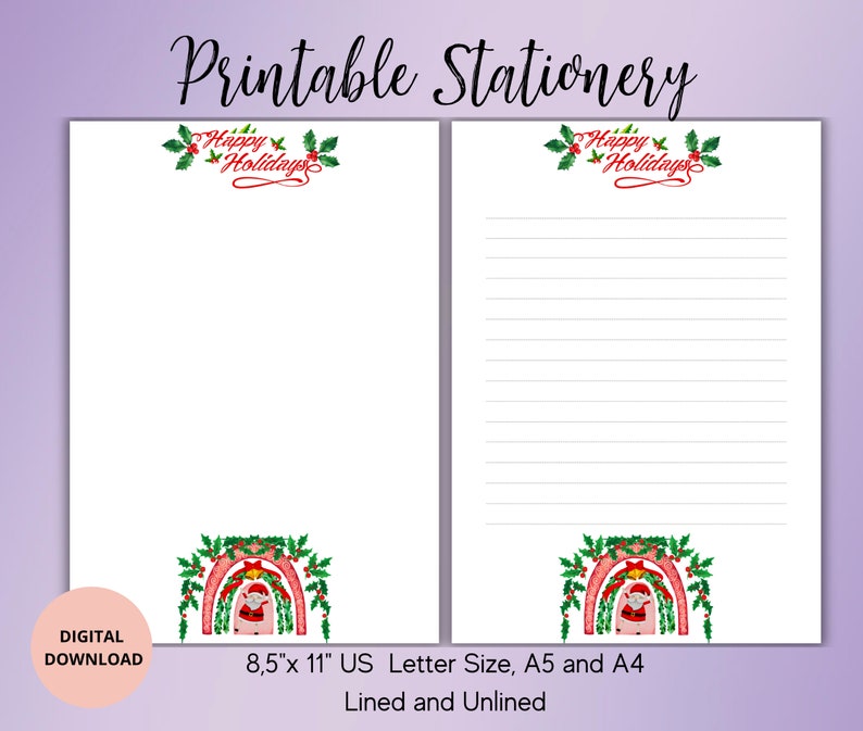 Santa Claus Printable Christmas Stationery-happy Holiday Stationary ...