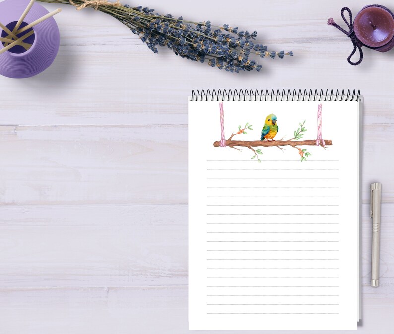 Parrot Printable Stationery-birds Stationary-watercolor Birds Writing ...