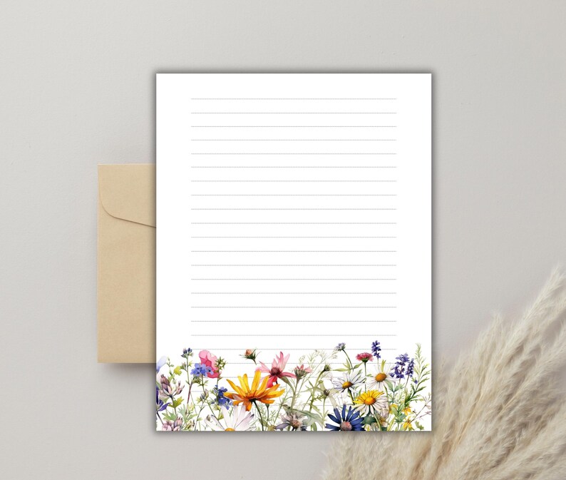 Wildflower Writing Set,flower Printable Stationery,floral Writing Paper ...