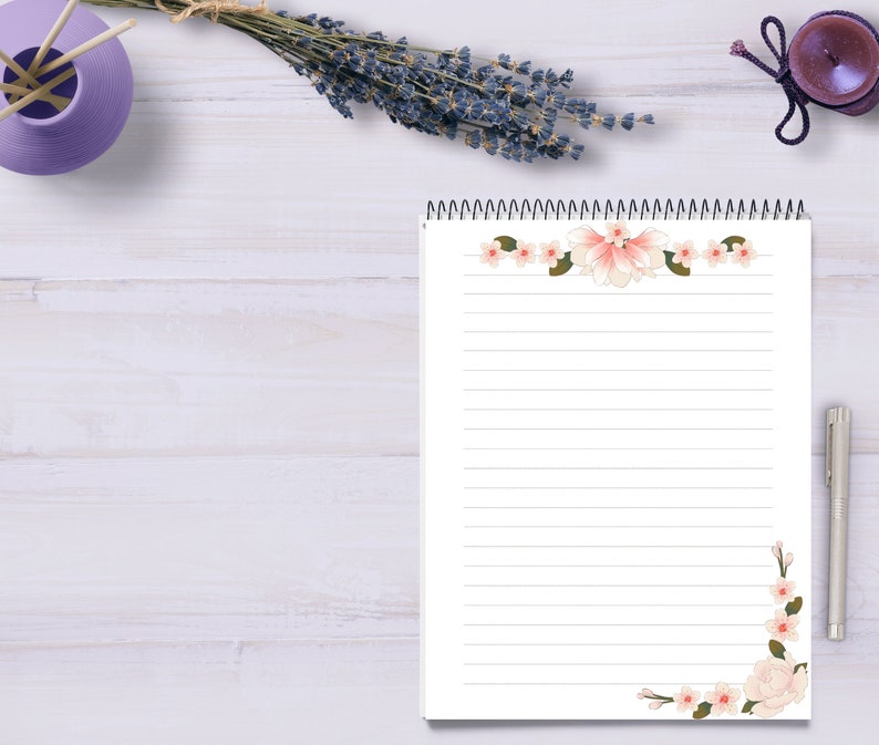 Flower Printable Stationery-floral Writing Paper Set A4/A5/US Letter ...
