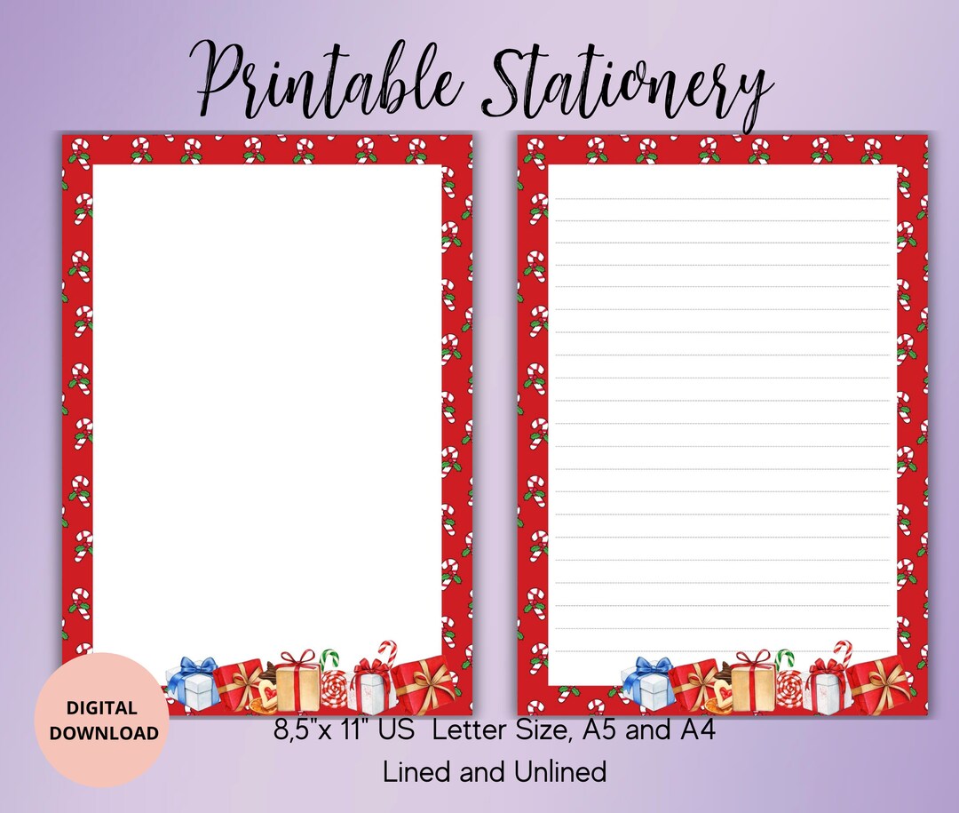 Christmas Stationary/christmas Presents Printable Stationery Set/cute ...