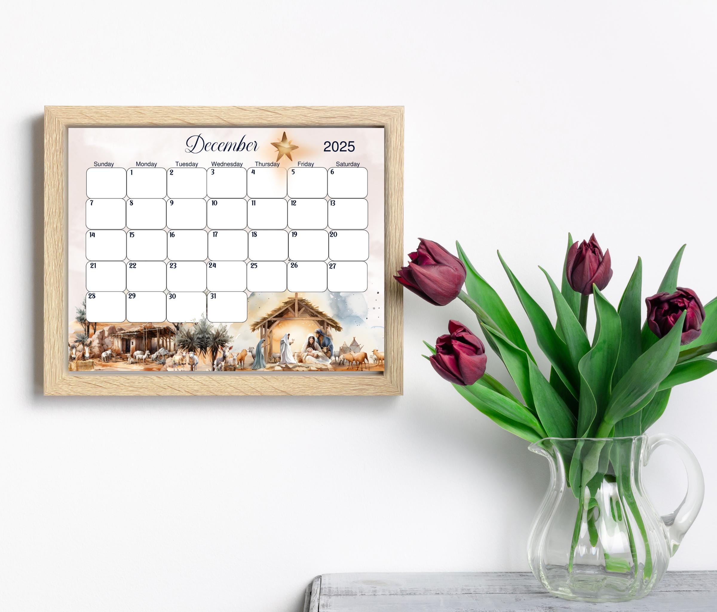 Nativity Religious Fillable Monthly Planner-christian Christmas ...