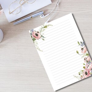 Poppies Printable Stationery-flower Writing Paper Set Unlined Lined A5 ...