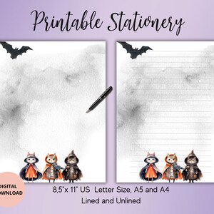 Printable Cute Halloween Cats Stationery,cute Notepaper,witch ...