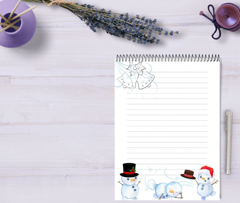 Snowman Printable Stationery,christmas Printable Stationery,holiday ...