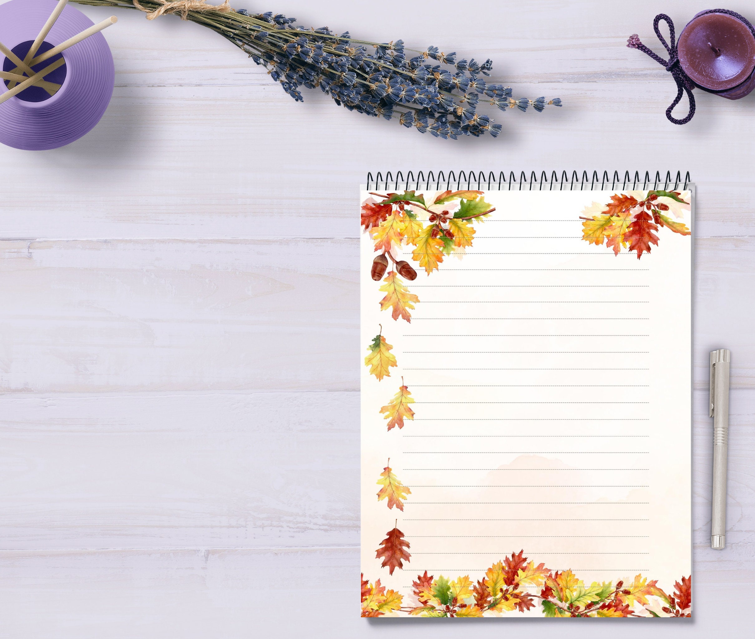 Autumn Printable Stationery,fall Leaves Digital Letter,stationary ...