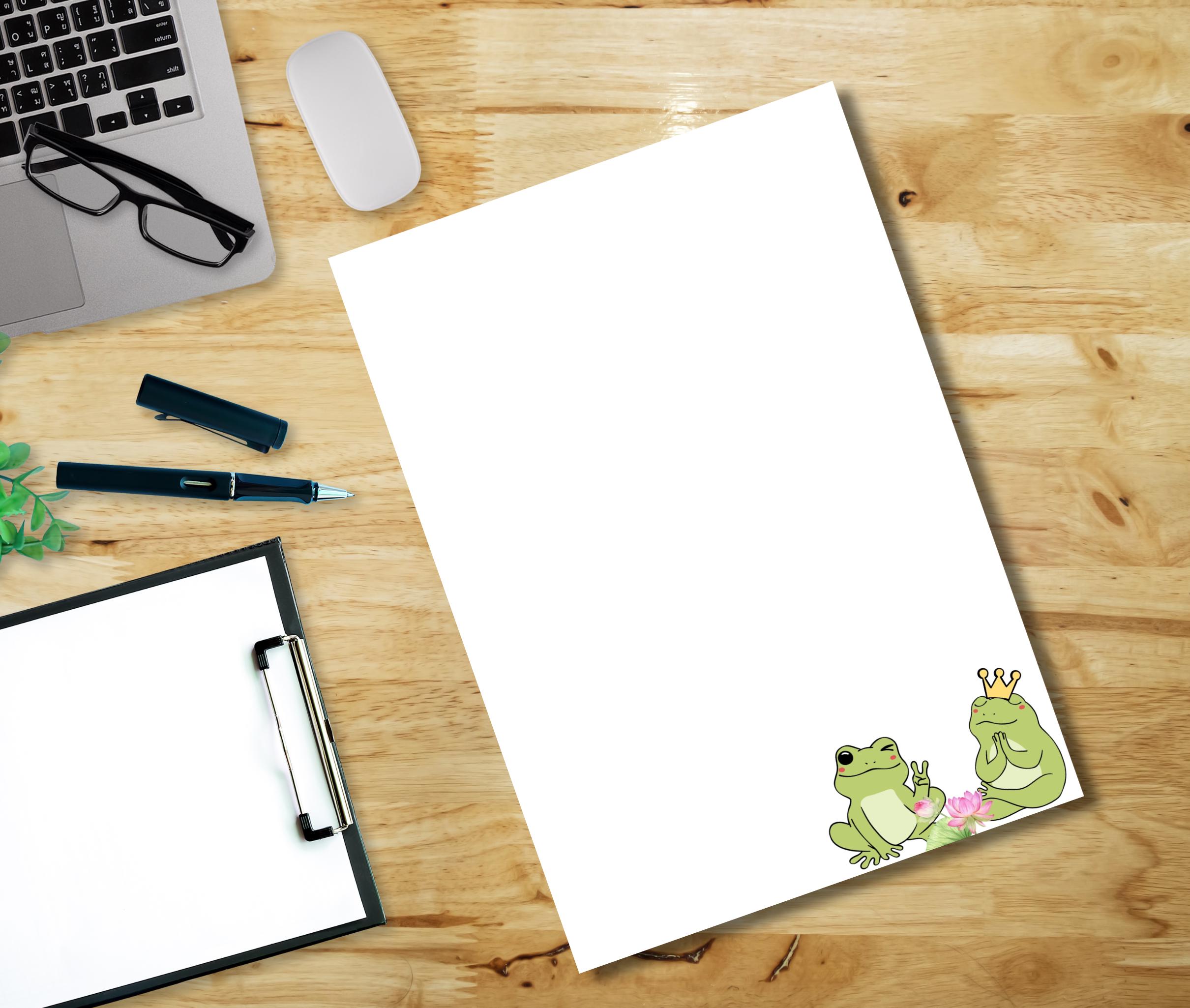 Cute Frogs Printable Stationery-frogs Writing Paper Unlined Lined A5/A4 ...
