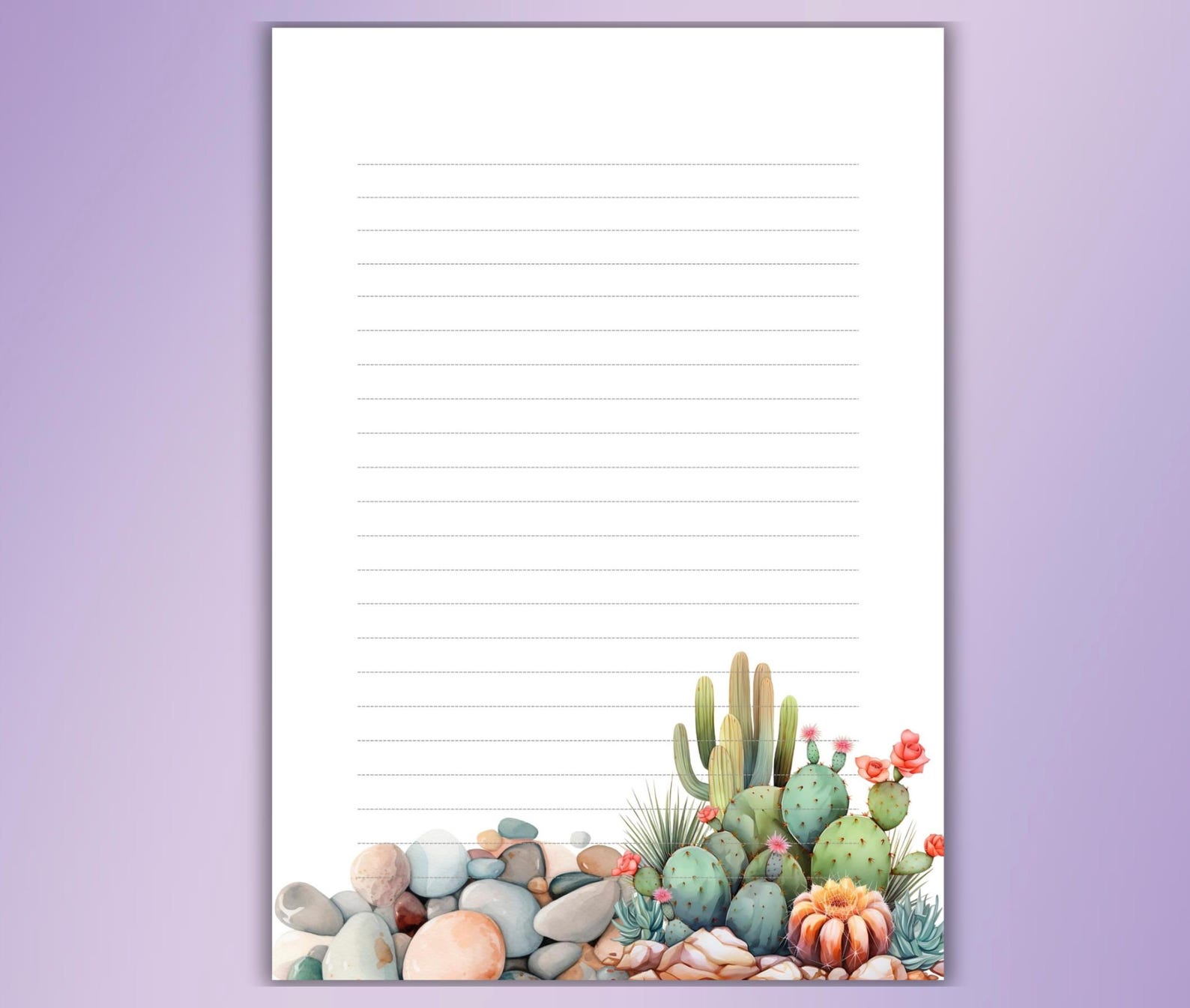 Cactus Stationery,cactus Printable Writing Paper Set,digital Custom ...