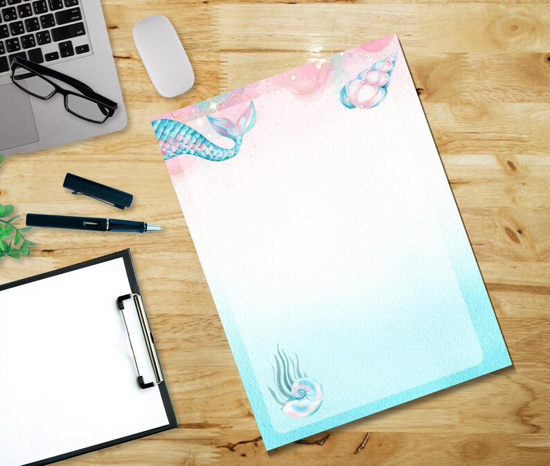 Printable Mermaid Letter Writing Paper Set,mermaid Stationery,marine ...