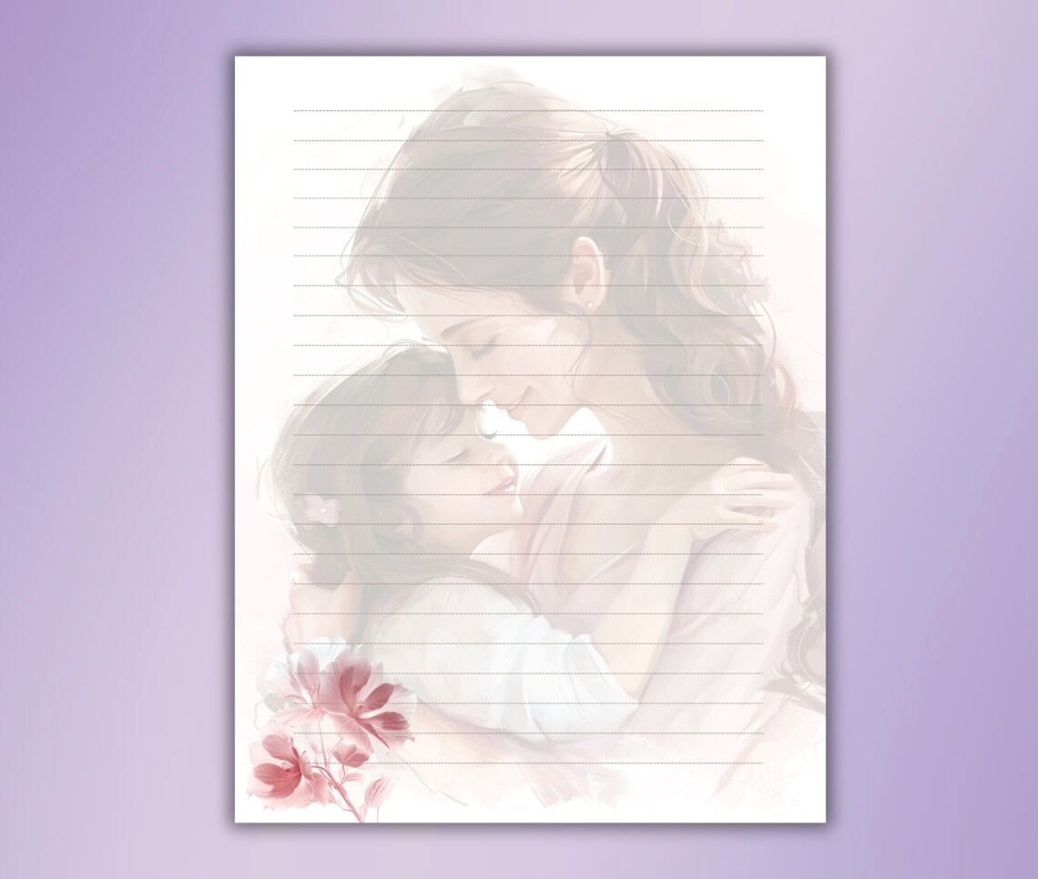 Mother and Daughter Printable Stationery-mother Day Writing Paper Set ...