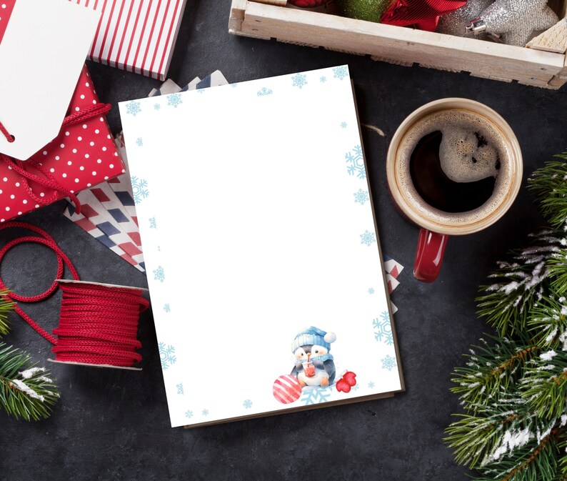 Penguin Cute Christmas Printable Stationery-winter Stationary-animal ...