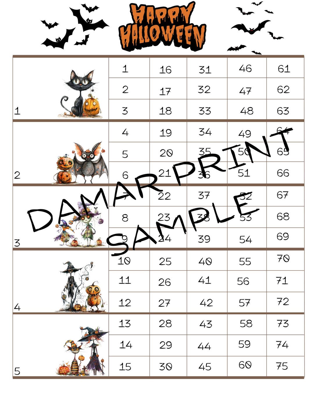 Halloween Bingo Boards - Instant Download -printable Bingo Boards ...