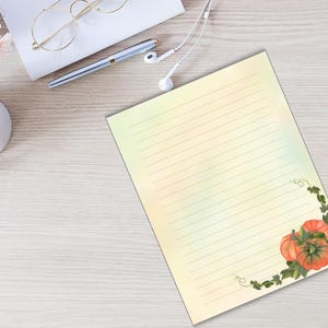 Pumpkin Printable Stationery-fall Pumpkins Writing Paper Set Lined ...