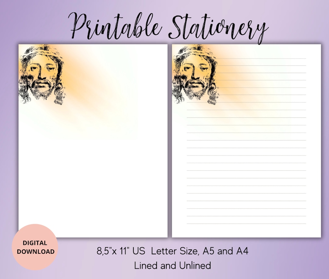 Christian Religious Printable Stationery Digital Letter Lined Unlined ...
